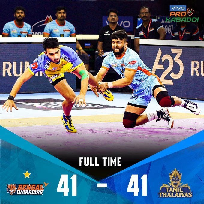 PKL 2022 का 55वा मुकाबला तमिल थलाइवाज और बंगाल वॉरियर्स के बीच टाई रहा । | HNN 24x7